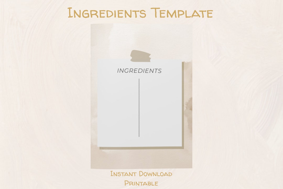 Custom Ingredients Card, Template for Securing and Sharing Ingredients ...
