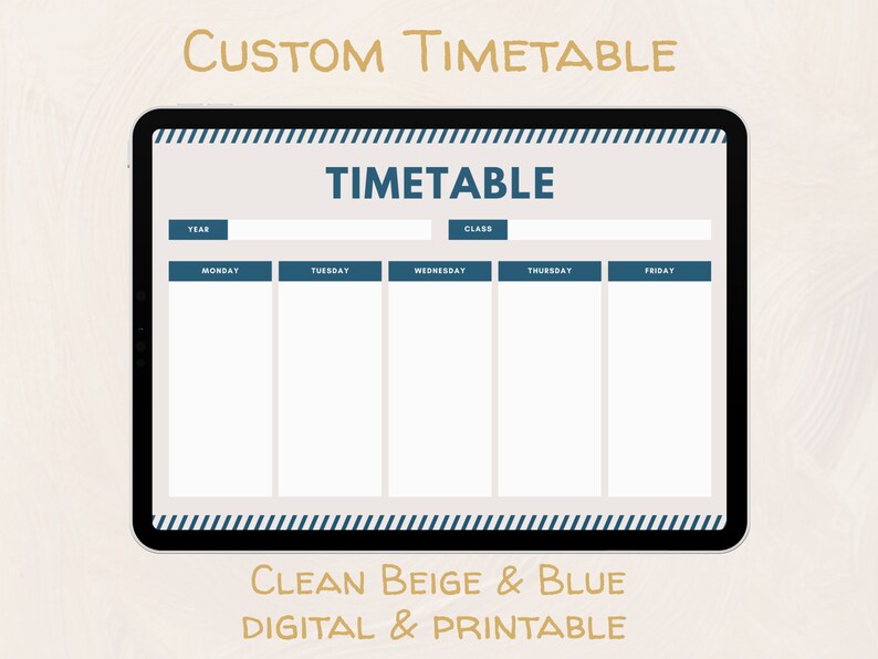 Digital Timetable, Printable, Instant Download, Stay Organized and ...
