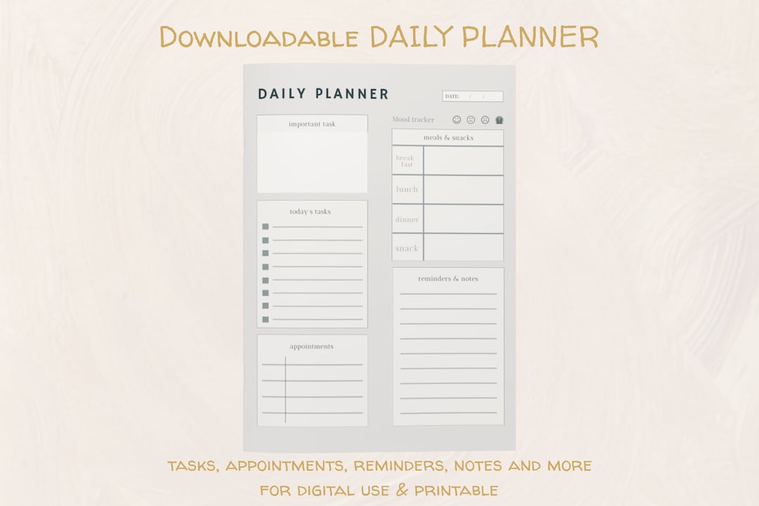 Gray Daily Planner, Minimalist Layout, Daily Productive & Organized ...