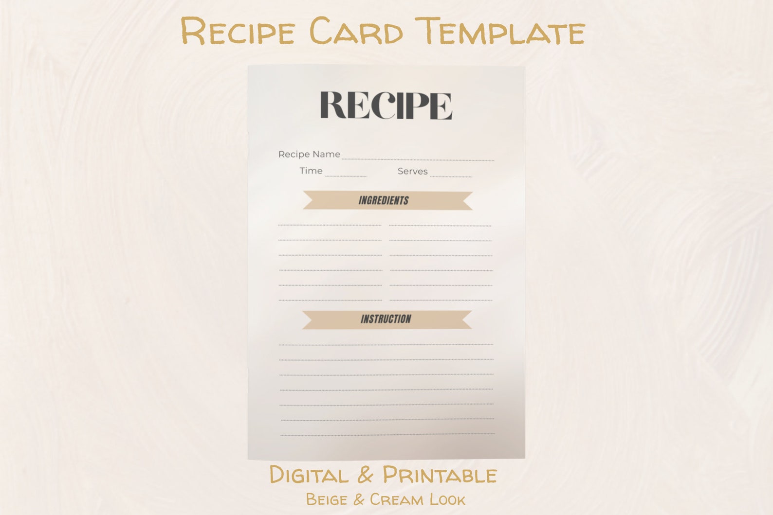 Printable Recipe, Custom Recipe Card Template, Instant Download, Save ...