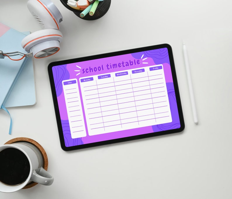 Custom School Schedule, Digital & Printable Timetable, Instant Download ...