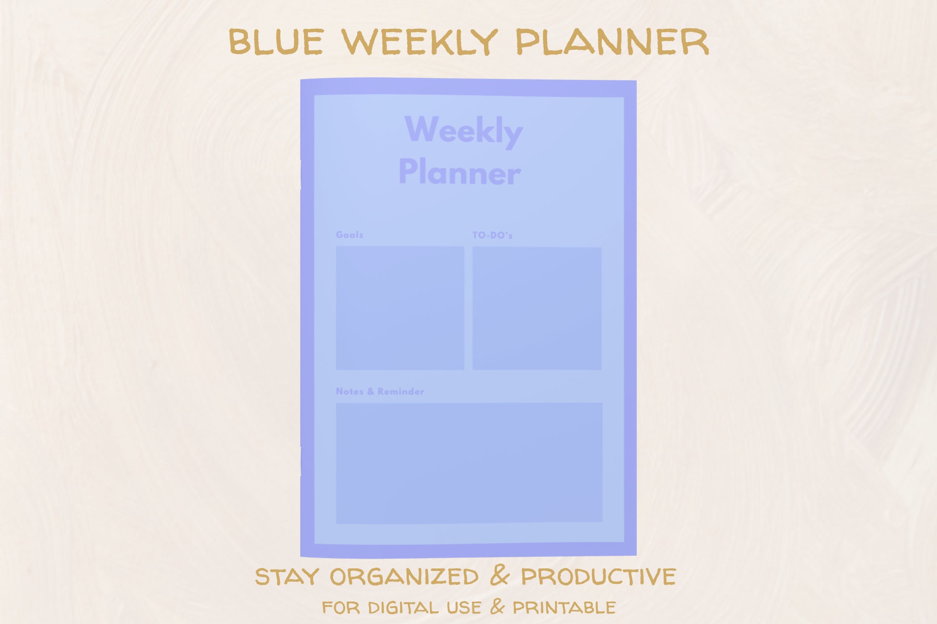 Minimalist Blue Weekly Planner, Printable Productivity Template ...