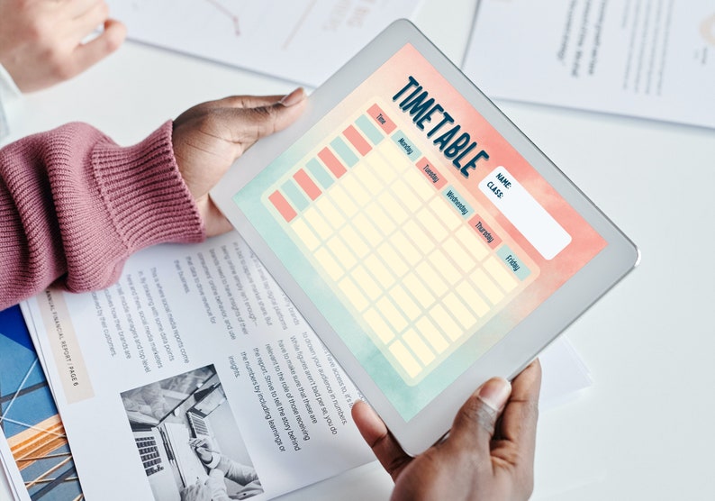 Digital Timetable, Printable School Schedule, Instant Download ...