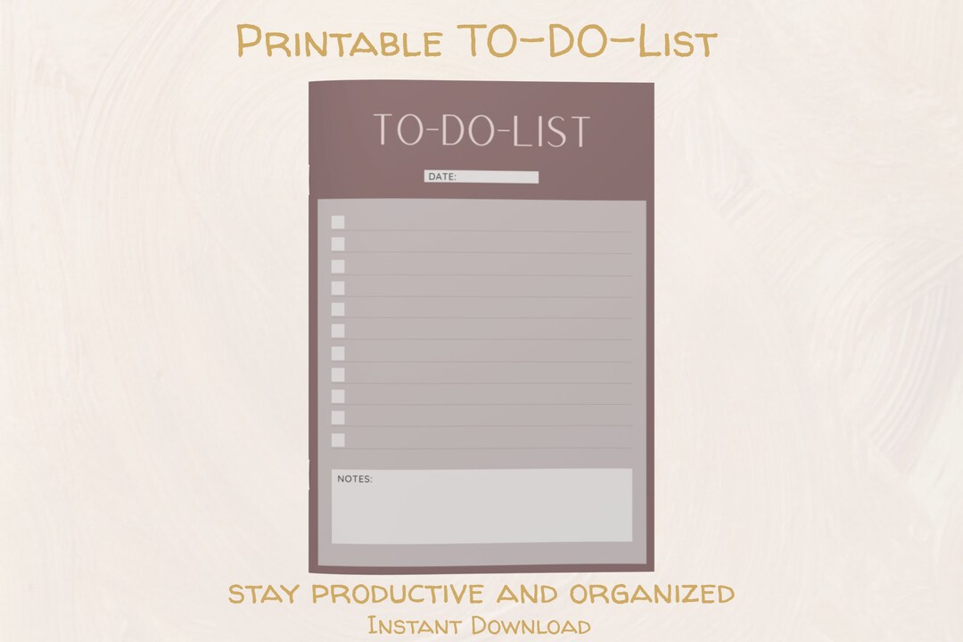 Productivity To-do-list, Printable, Instant Download, Organizational ...