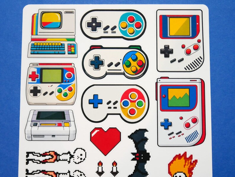 A5 Sticker Sheet - Retro Gaming | Pixel Art | Bullet Journal Stickers ...