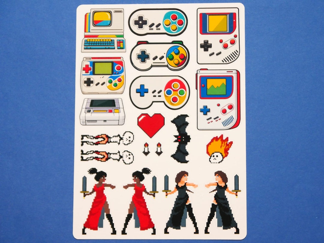 A5 Sticker Sheet Retro Gaming Pixel Art Bullet Journal Stickers ...