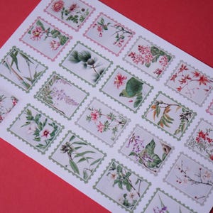 Postage Stamps Sticker Sheet - Pastel Flowers | Decoration | Floral ...