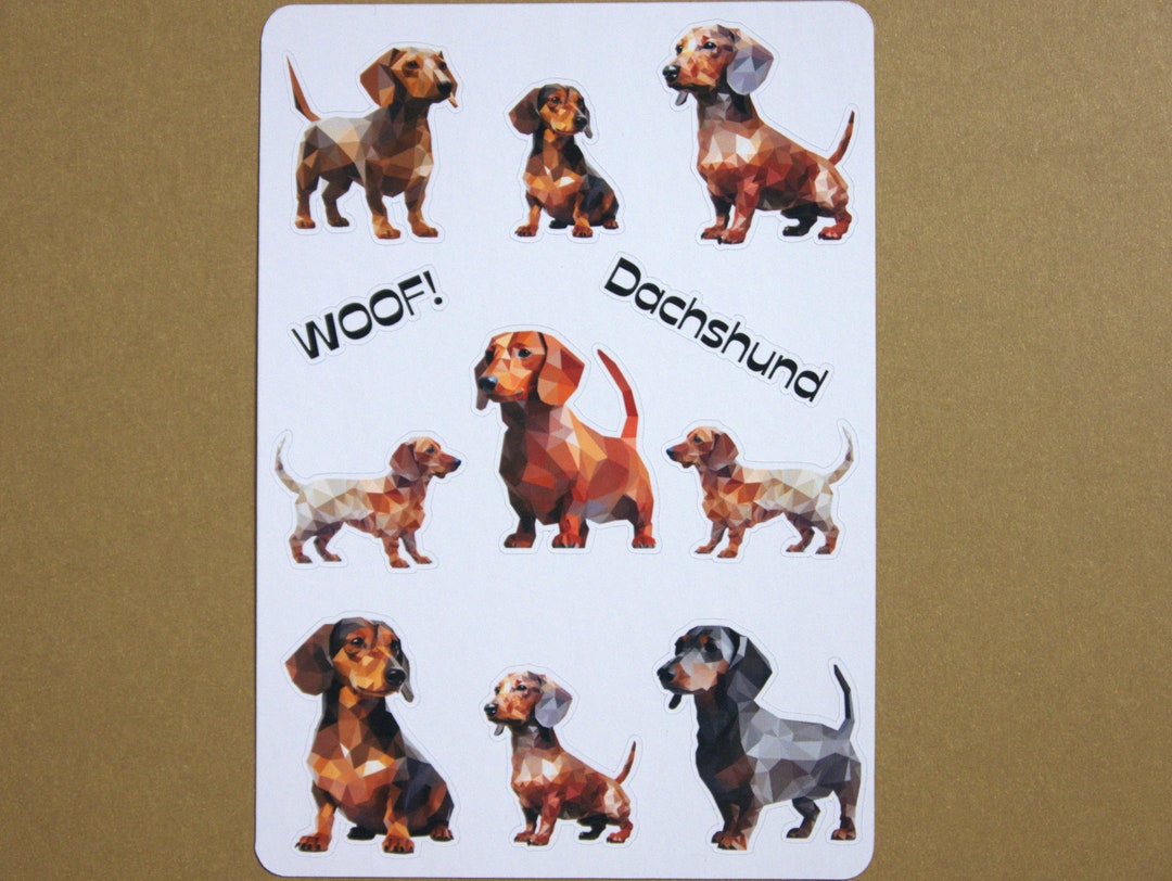 Sticker Sheet - Dachshund | Wiener Dog | Dog | Cute | Low Poly | Bullet ...