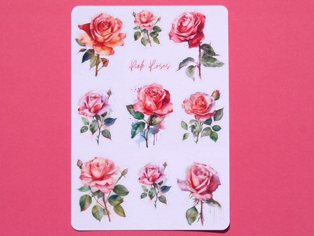 Stickerbogen Rosa Rosen Aquarell Bullet Journal Sticker Scrapbook ...