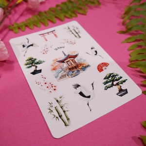Japan Sticker Sheet Ikigai Japanese Patterns Sakura Watercolor Bullet ...