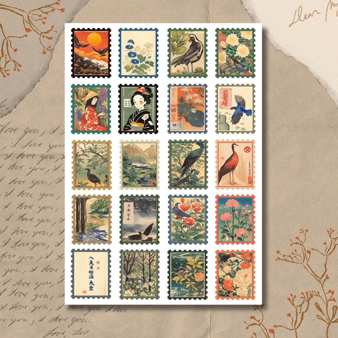 Postage Stamps Sticker Sheet - Japanese Gardens | Decoration | Floral ...