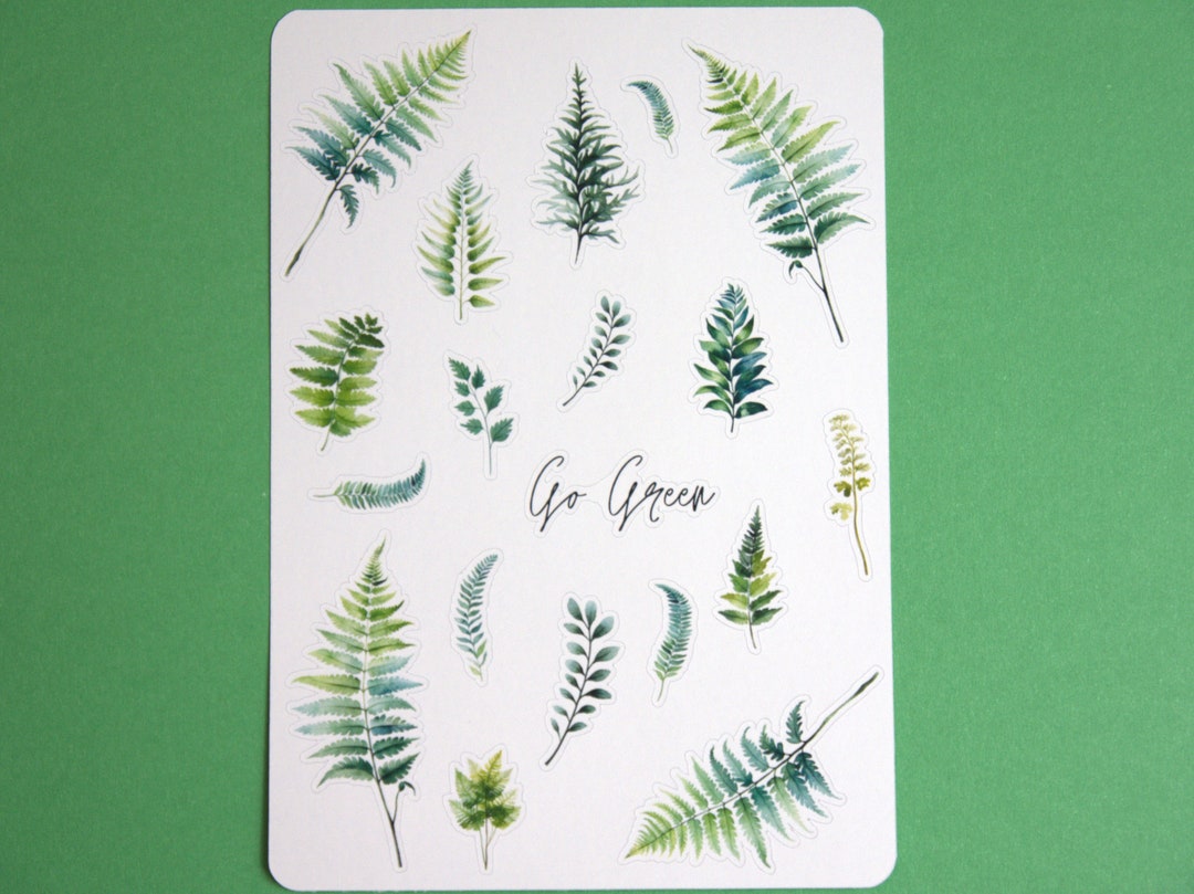 Sticker Sheet Go Green Leaves Watercolor Bullet - Etsy