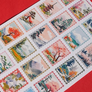 Postage Stamps Sticker Sheet - Japanese Spring | Decoration | Floral ...