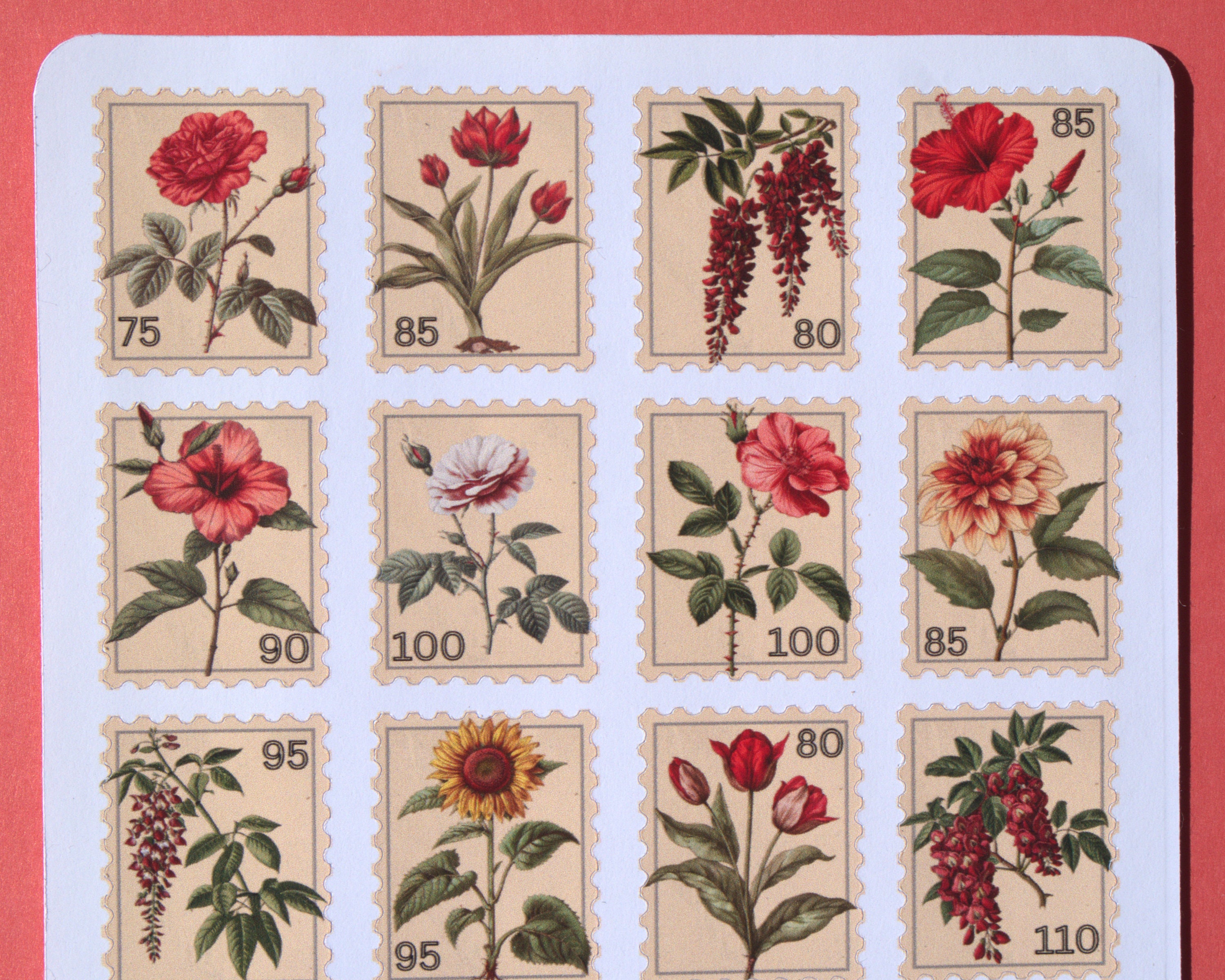 Postage Stamps Sticker Sheet - Vintage Botanical Illustartions ...