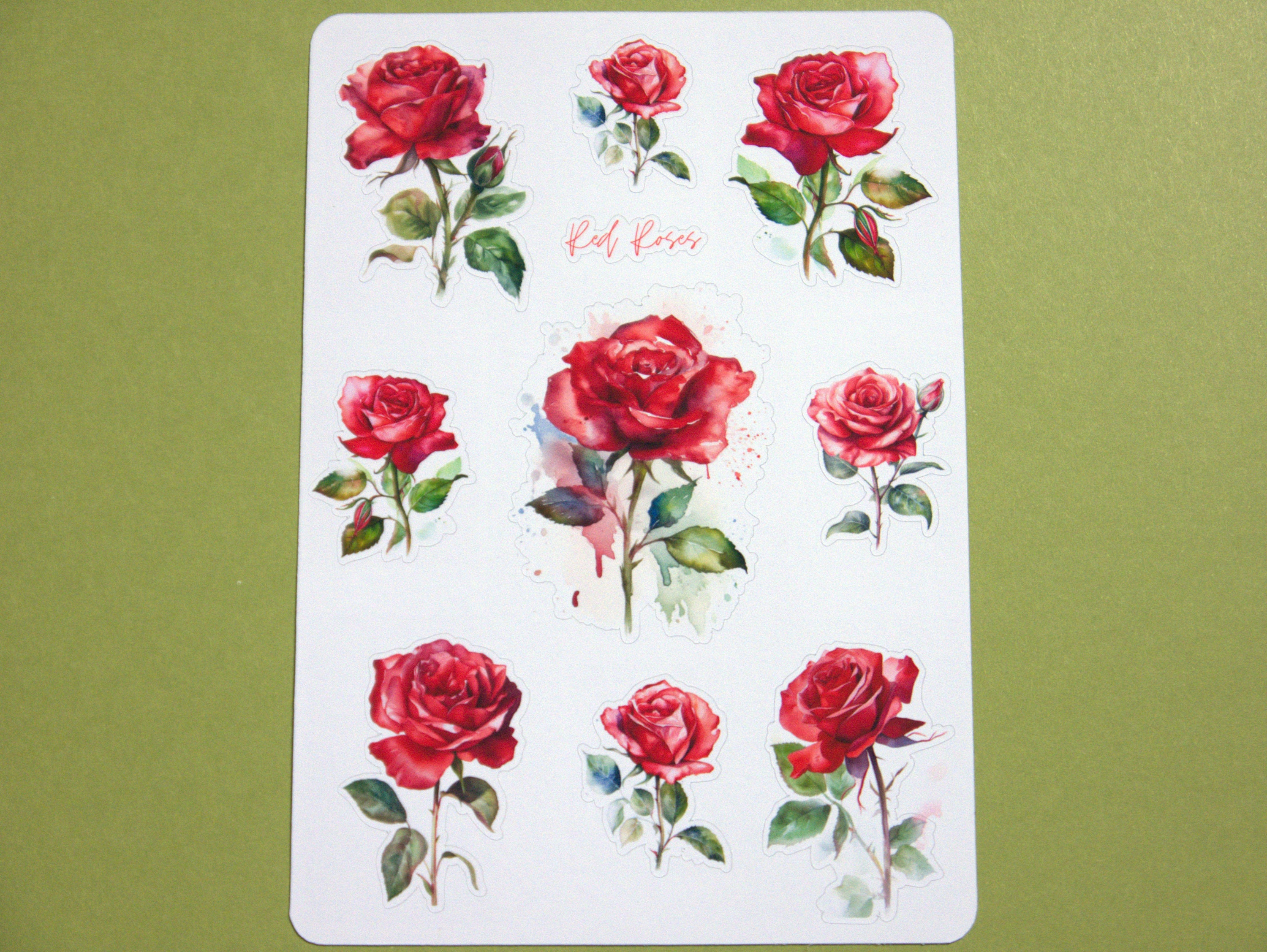 Sticker Sheet - Red Roses | Watercolor | Bullet Journal Stickers ...