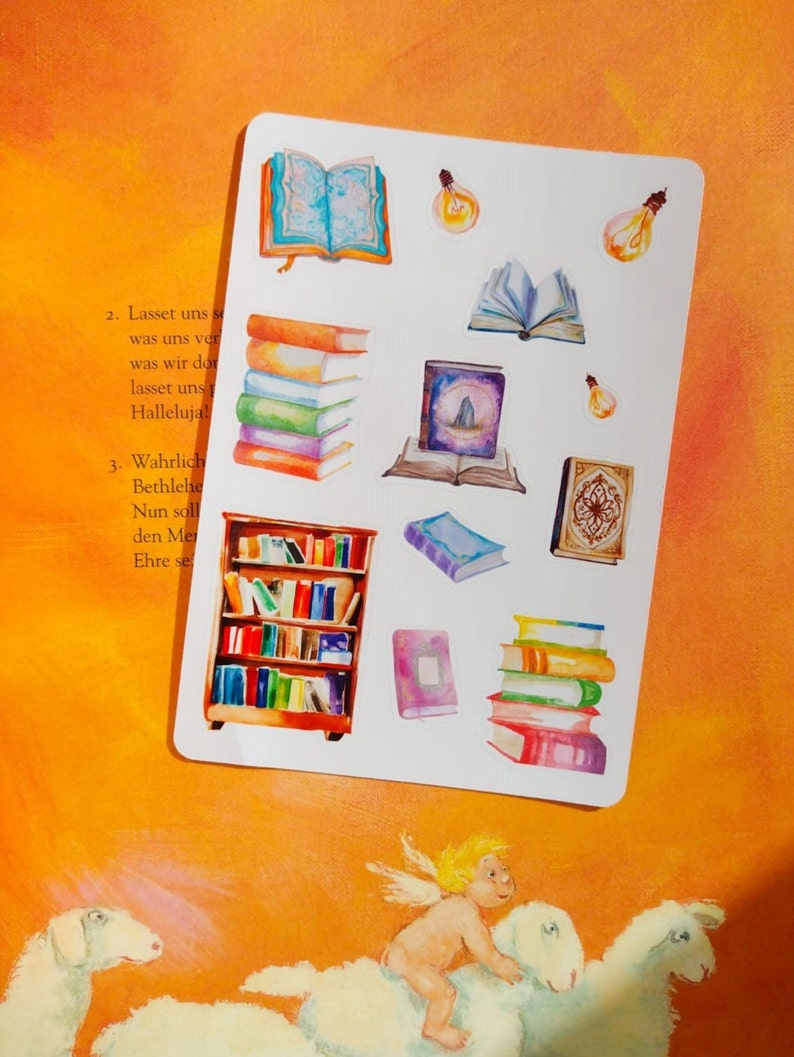 Sticker Sheet - Books | Reading | Bookshelf | Watercolor | Bullet ...