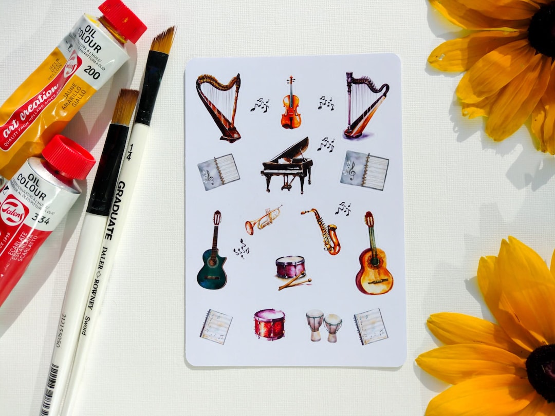 Sticker Sheet - Musical Instruments | Watercolor | Bullet Journal ...