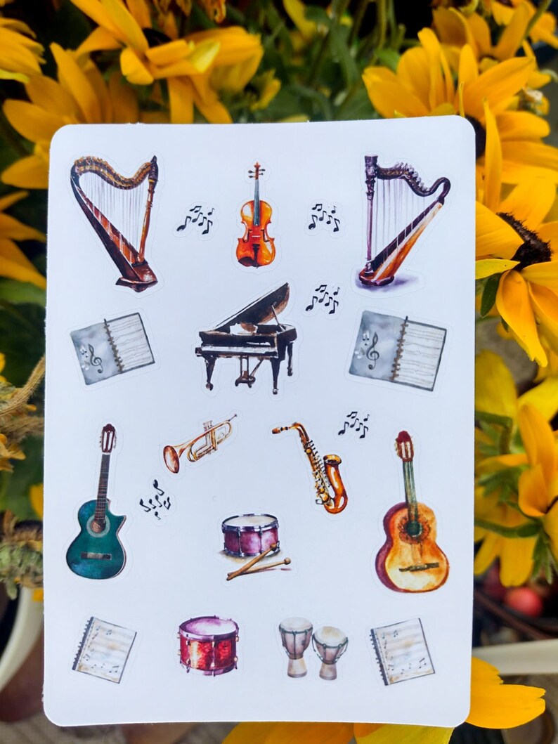 Sticker Sheet - Musical Instruments | Watercolor | Bullet Journal ...