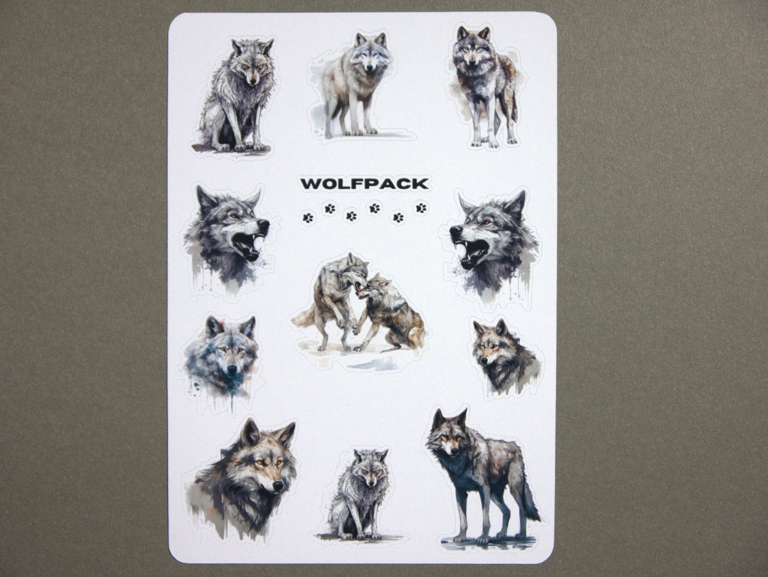 Sticker Sheet Wolfpack Animals Wolf Bullet Journal Stickers Scrapbook ...