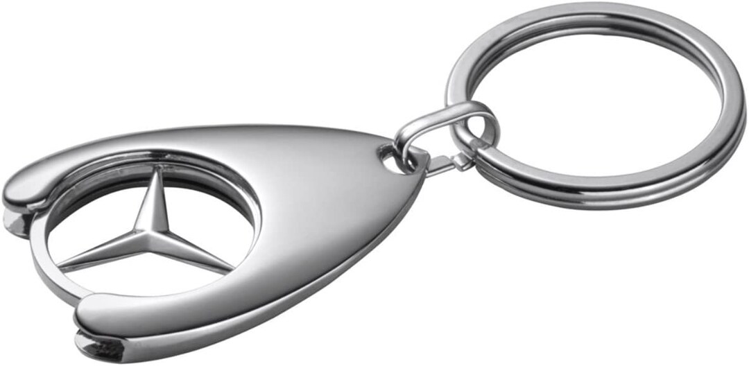 Official Mercedes Benz Classic Star Logo Shopping Coin Keyring Chain ...