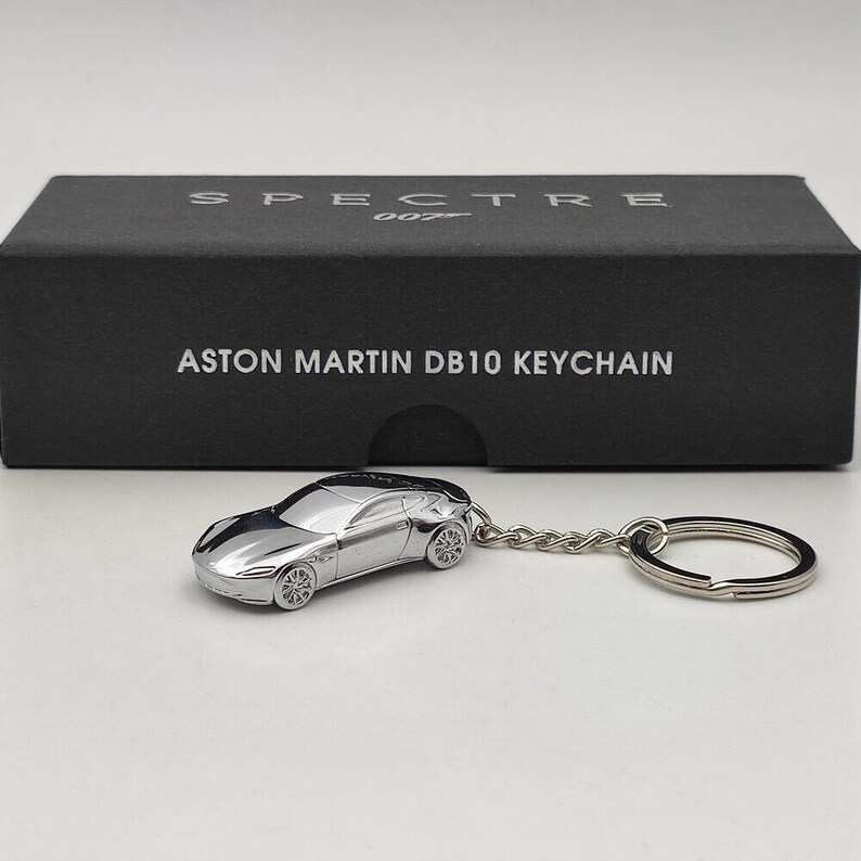007 James Bond Aston Martin DB10 Car Silver Metal Keyring Keychain ...
