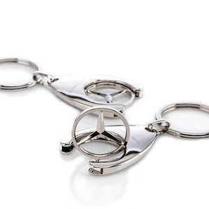 Official Mercedes Benz Star Logo Shopping Trolley Token Keyring Chain ...