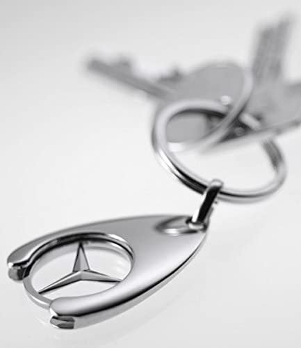 Official Mercedes Benz Classic Star Logo Shopping Coin Keyring Chain ...