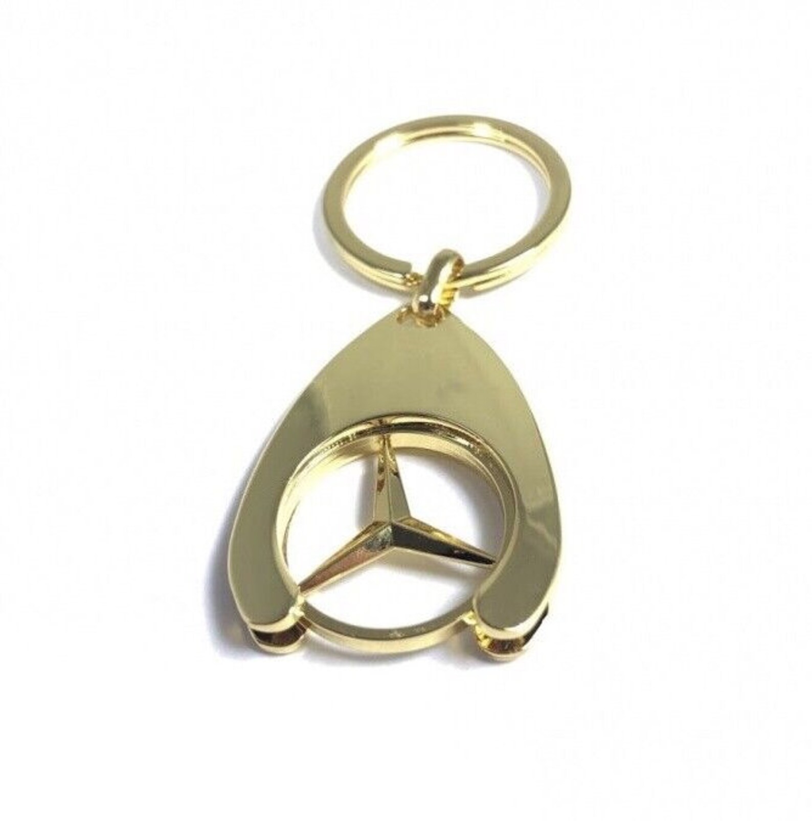 Official Mercedes Benz Classic Star Logo Shopping Coin Keyring Chain ...