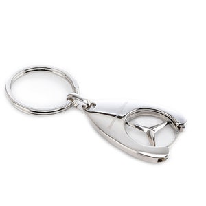Official Mercedes Benz Star Logo Shopping Trolley Token Keyring Chain ...