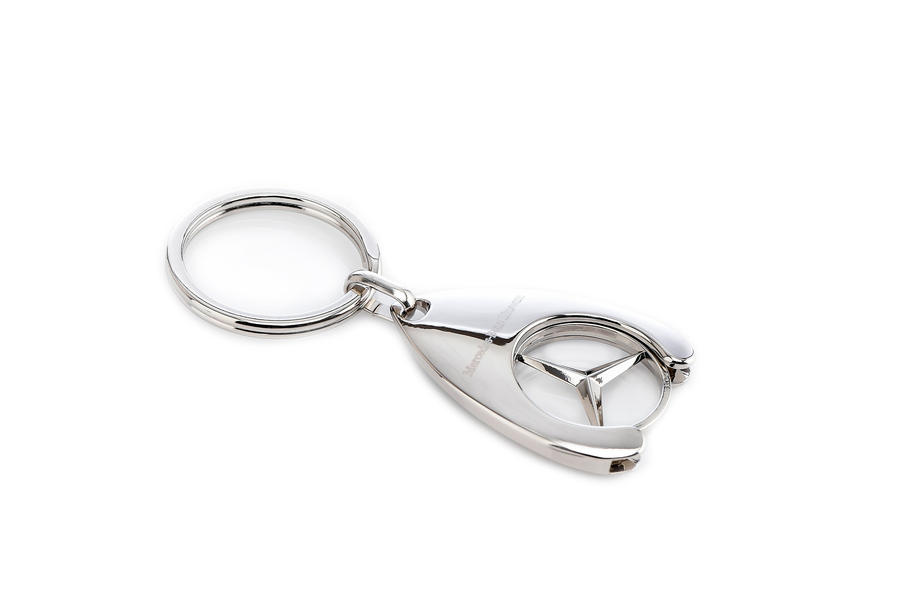 Official Mercedes Benz Star Logo Shopping Trolley Token Keyring Chain ...