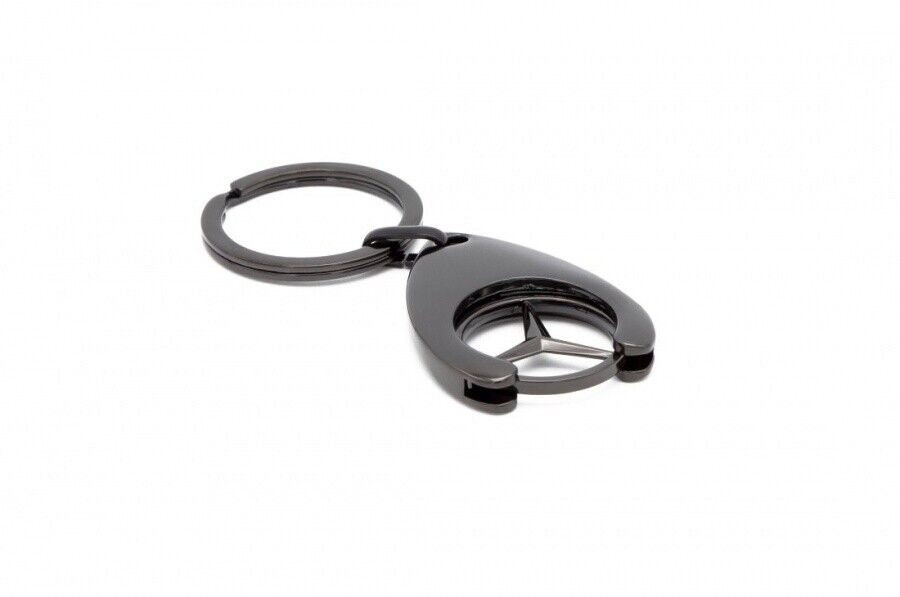 Official Mercedes Benz Classic Star Logo Shopping Coin Keyring Chain ...