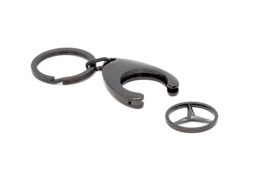 Official Mercedes Benz Classic Star Logo Shopping Coin Keyring Chain ...