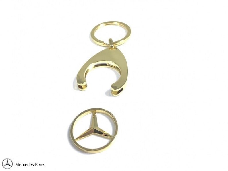 Official Mercedes Benz Classic Star Logo Shopping Coin Keyring Chain ...
