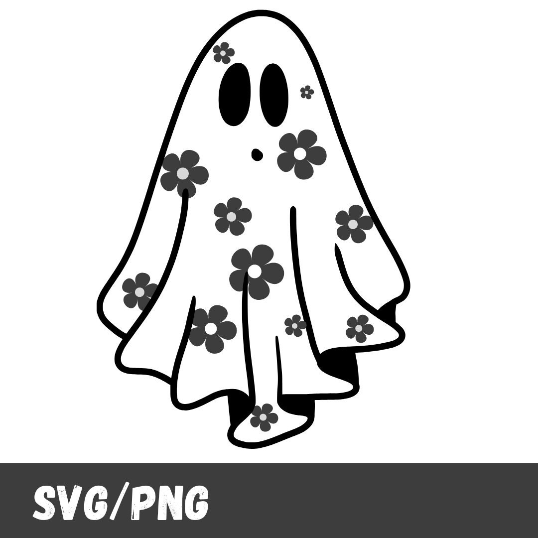 Groovy Ghost SVG/PNG, Floral Ghost Svg/png, Ghost Svg/png, Halloween ...