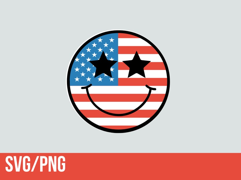 American Flag Smiley Face SVG/PNG, Smiley Face Svg/png, Fourth of July ...