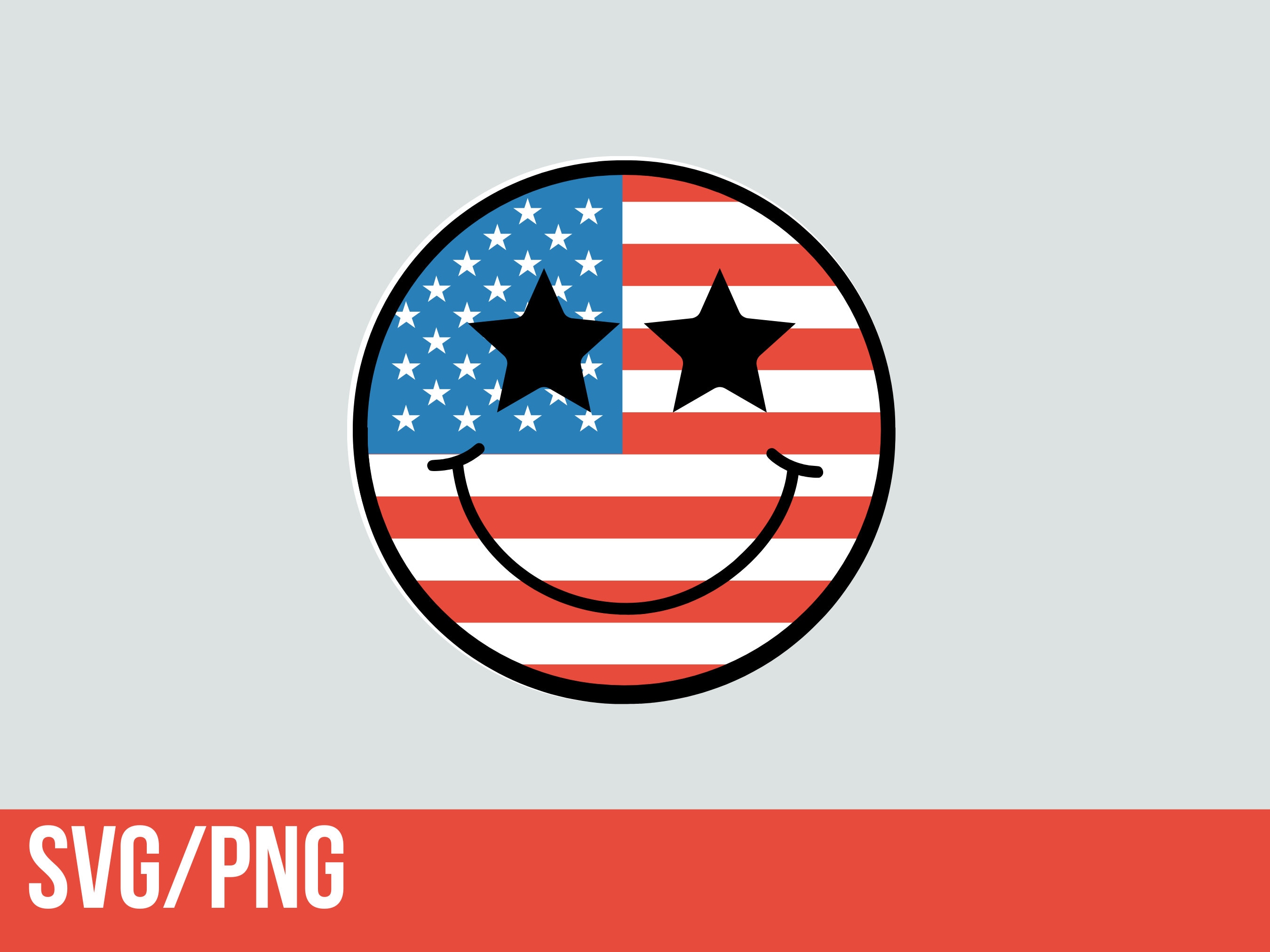 Smiley Face Holding American Flag