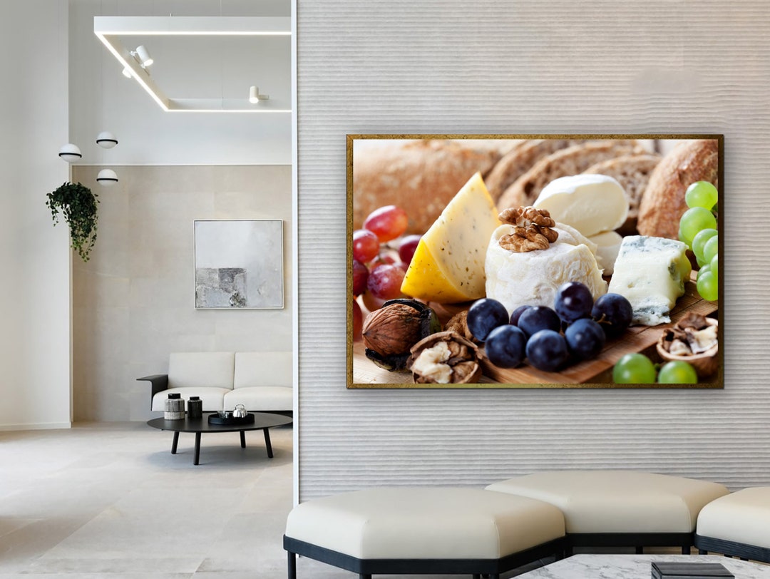 Grape and Cheese Still Life Framed Wall Art Grapes Canvas - Etsy