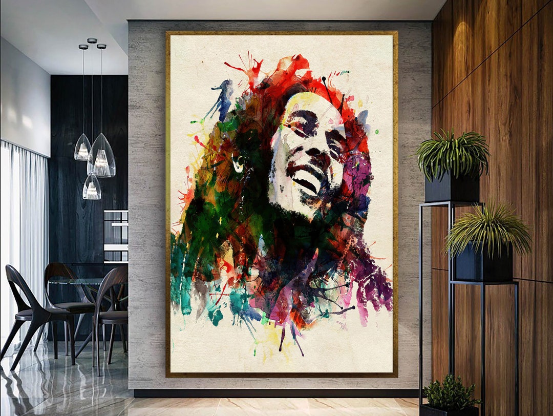 Colorful Bob Marley Bob Marley Framed Canvas Printing Famous - Etsy