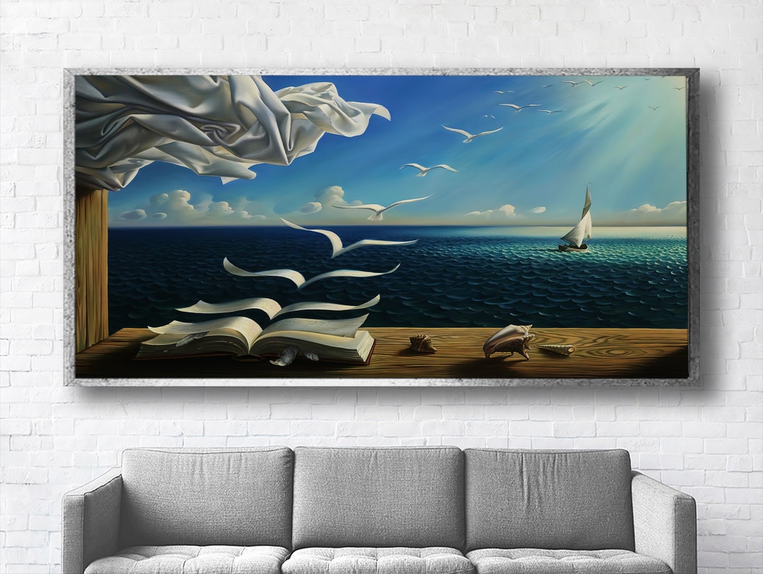 The Waves Book Sailboat by Salvador Dali Canvas Wall Art, Surreal Art ...