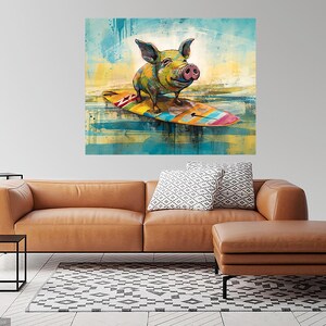 Surfing Piggy Boar on Surfboard Digital Download Large File - Etsy