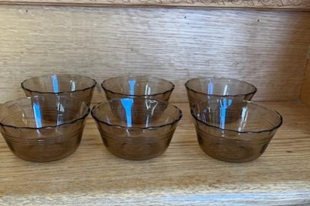 Pyrex Amber Glass Custard Bowls Set of 6 - Etsy