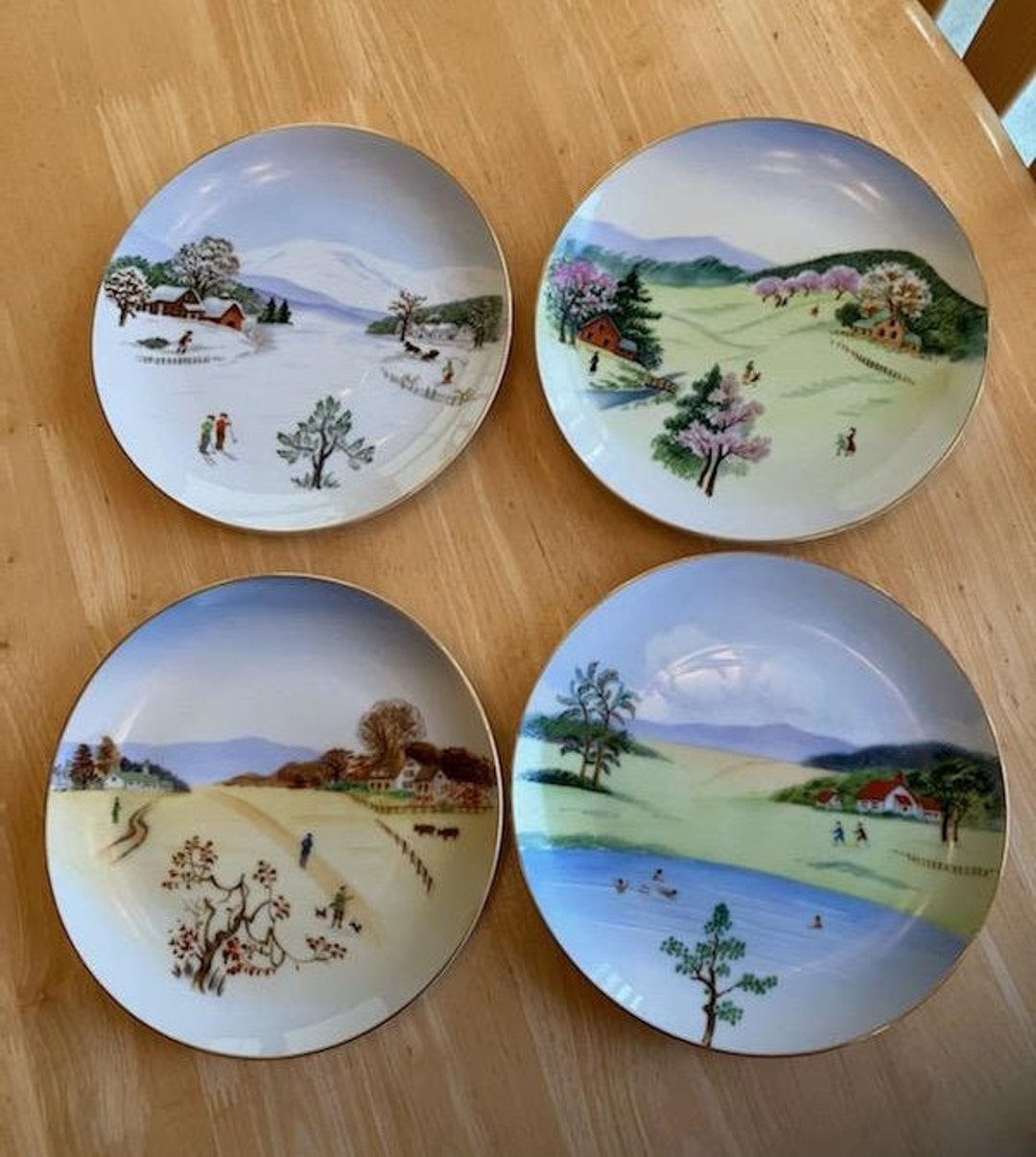 Lefton China Hand Painted Ceramic Plates/4 Plates 4 Seasons/ 780/1 - Etsy