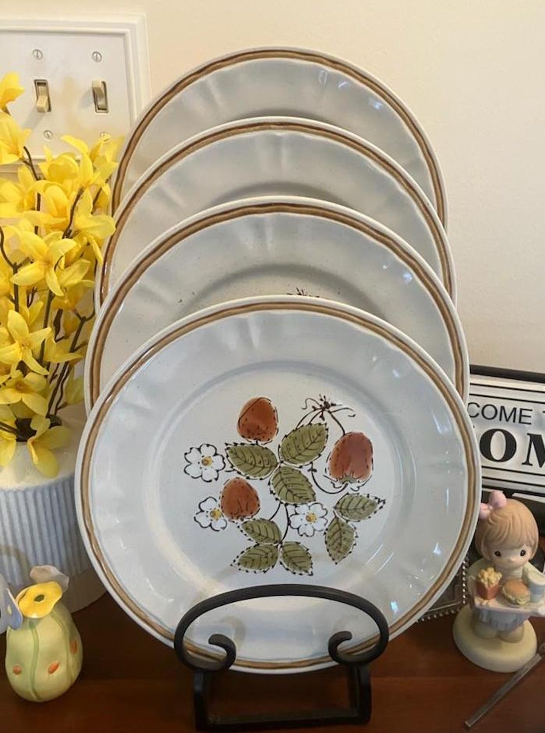 Americana Hearthside Stoneware Hand Painted Dinner Plates Set of 4 ...