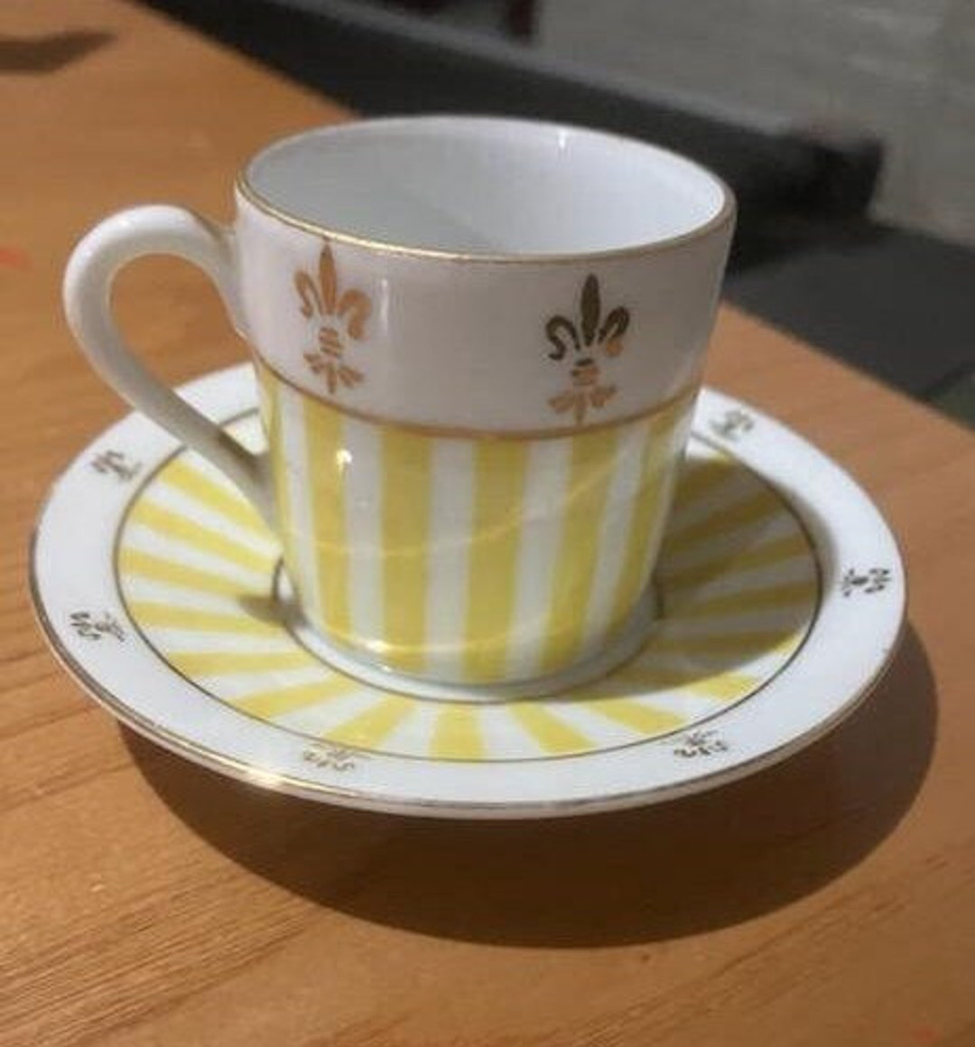 Vintage Inarco Demitasse Cup and Saucer Set/fleur De Lis Yellow and ...