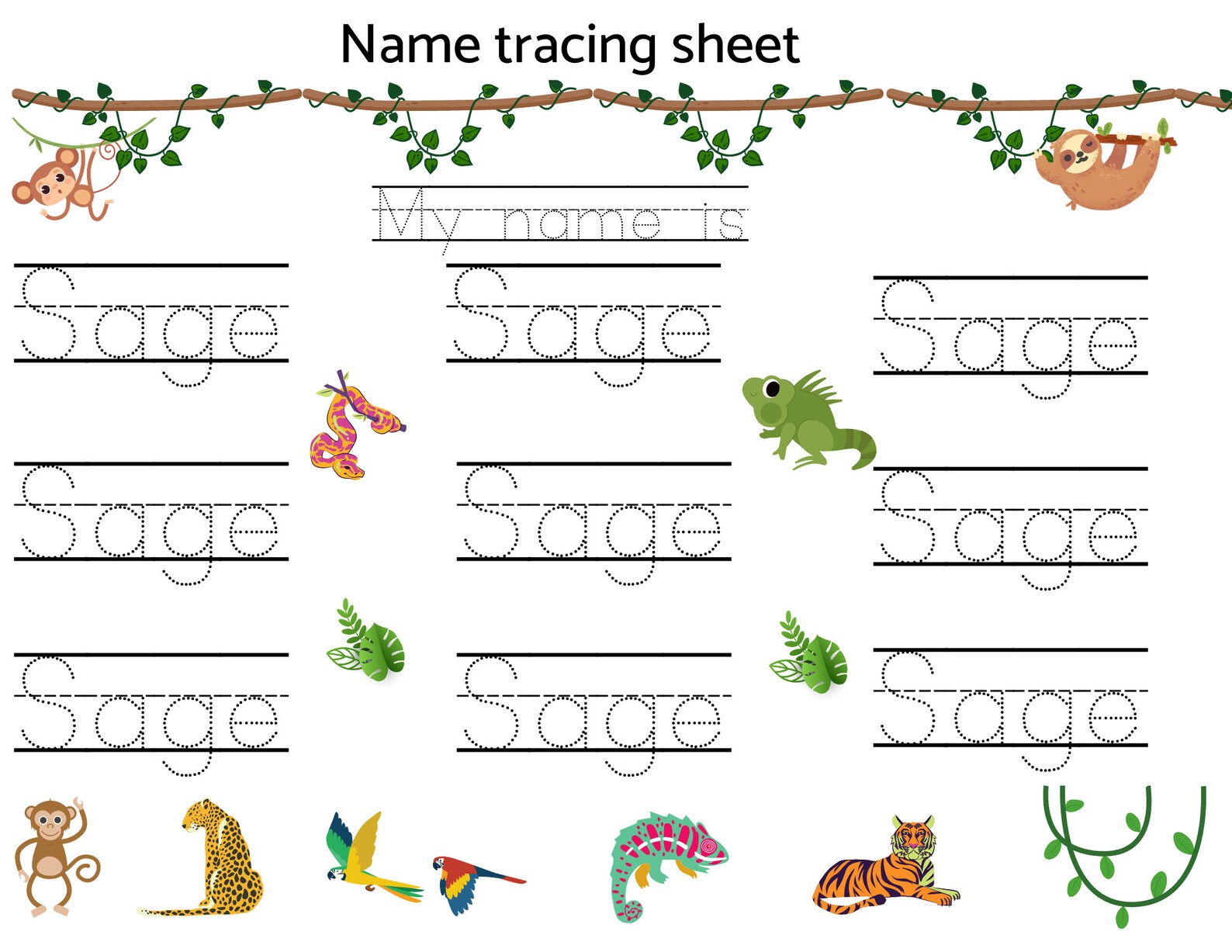 Customizable Name Tracing Sheet, Preschool Handwriting, Handwriting ...