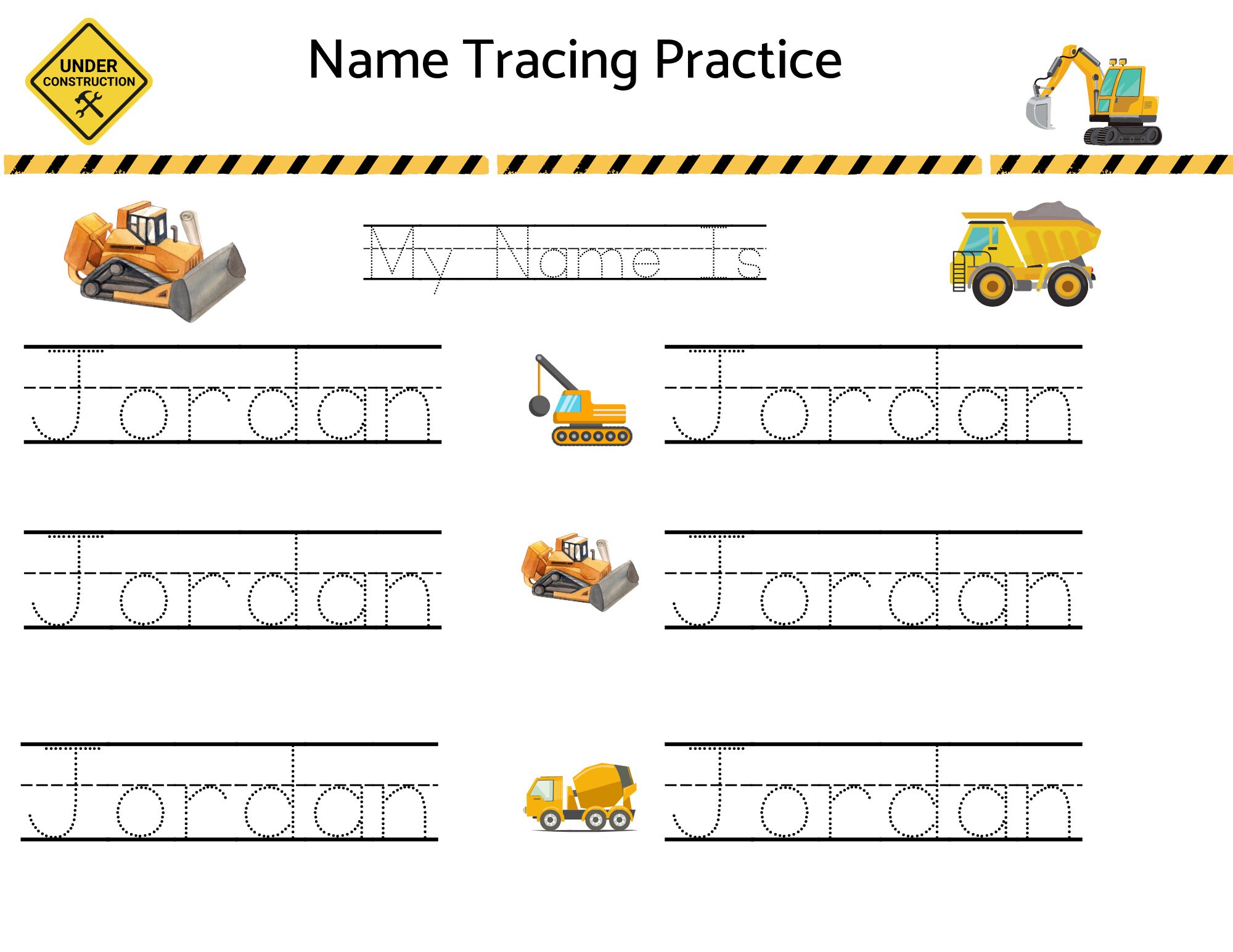 Customizable Name Tracing Sheet, Preschool Handwriting, Handwriting ...