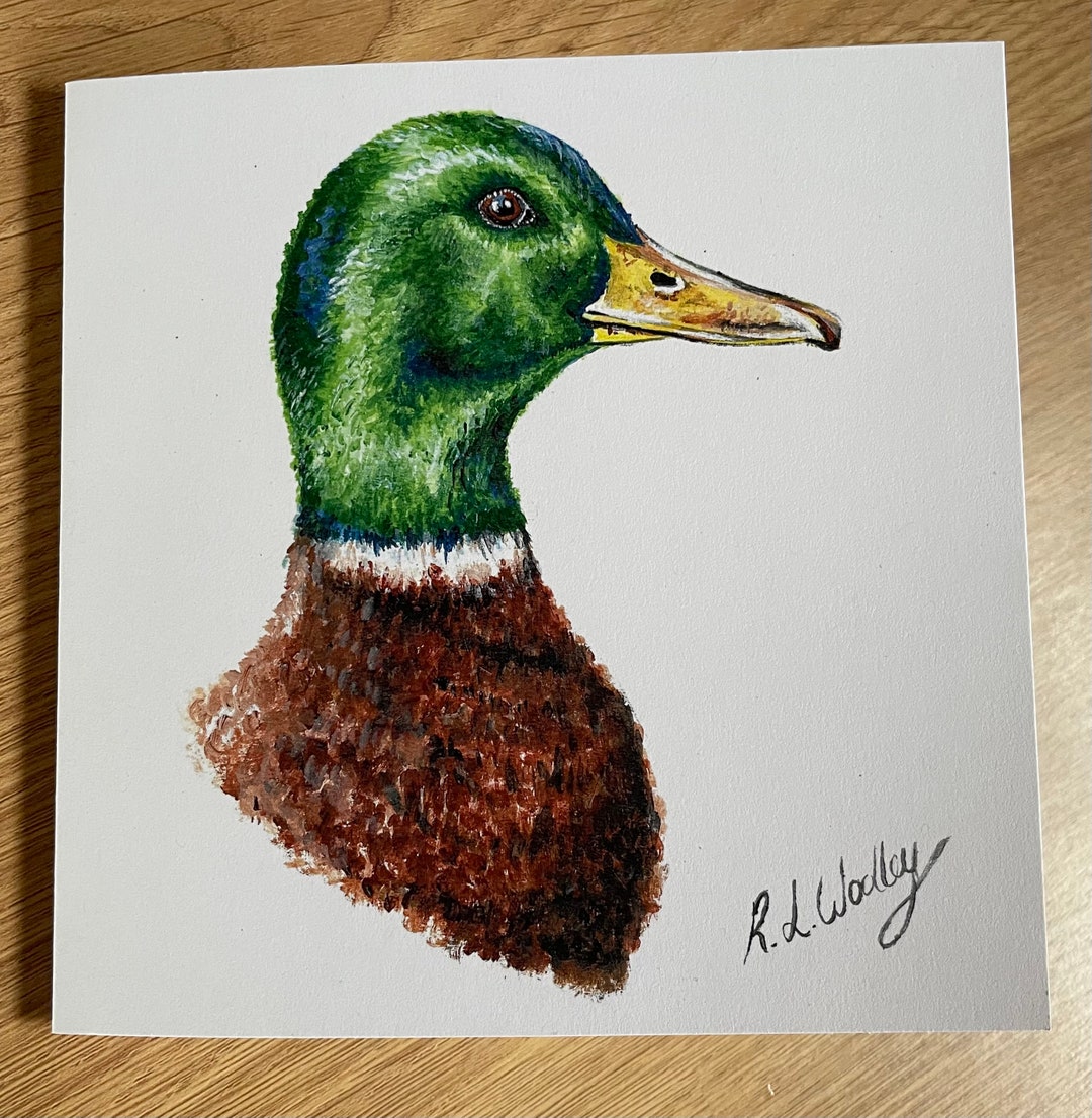 Duck Greetings Card or Thank You Card Acrylic Painting Design - Etsy