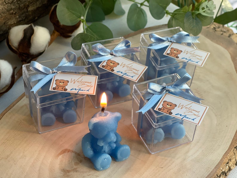 Personalized Teddy Bear Candle Custom Baby Shower Candle - Etsy