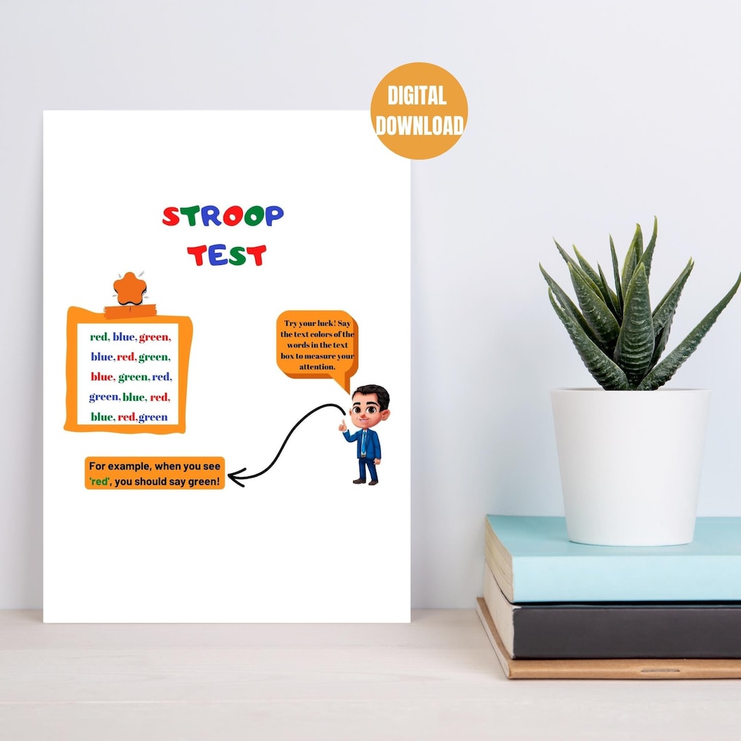 Stroop Test, Enjoyful Psychology, Therapy Office Decor, Mental Health ...