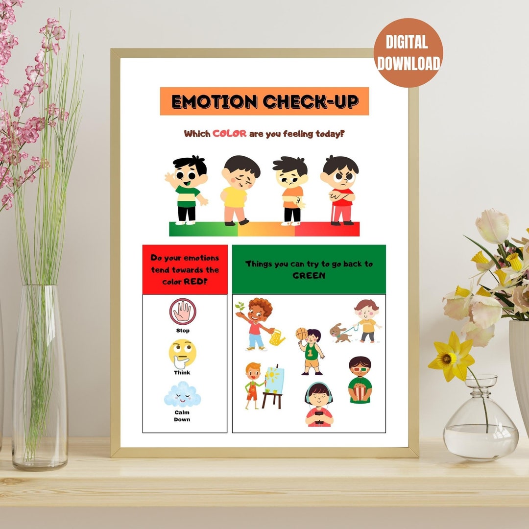 Emotion Check Up,toddlers Emotions Poster,psychologist Decor,kids ...